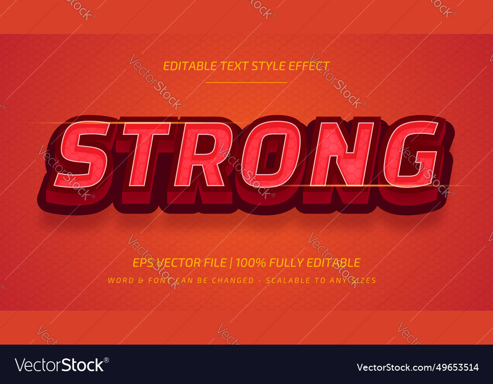 Strong editable 3d text style effect editable Vector Image