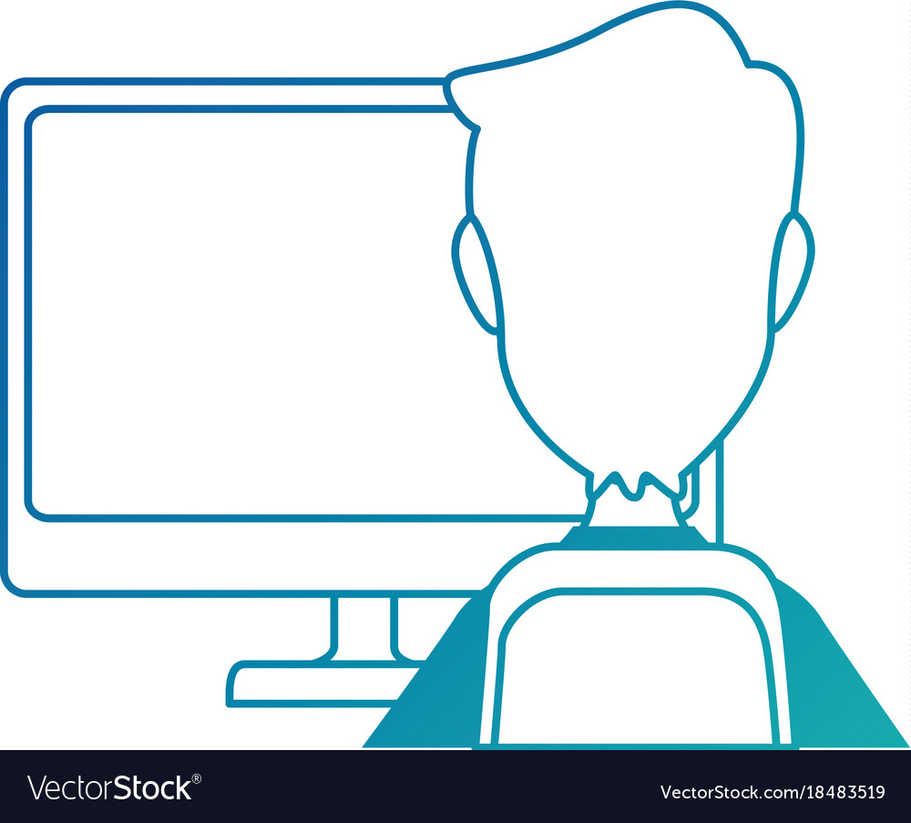 Desktop computer with user Royalty Free Vector Image