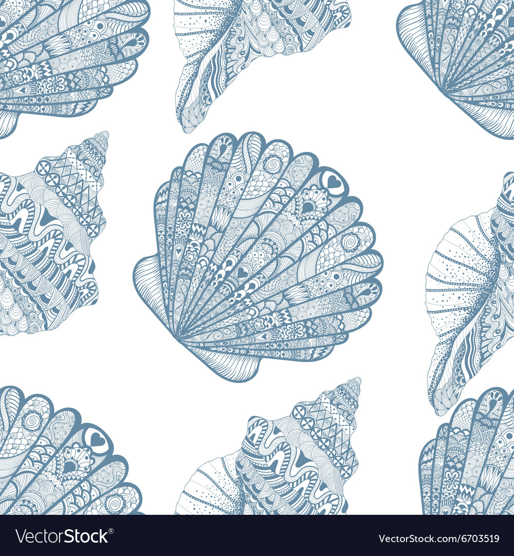 Entangle stylized ocean shells seamless pattern Vector Image
