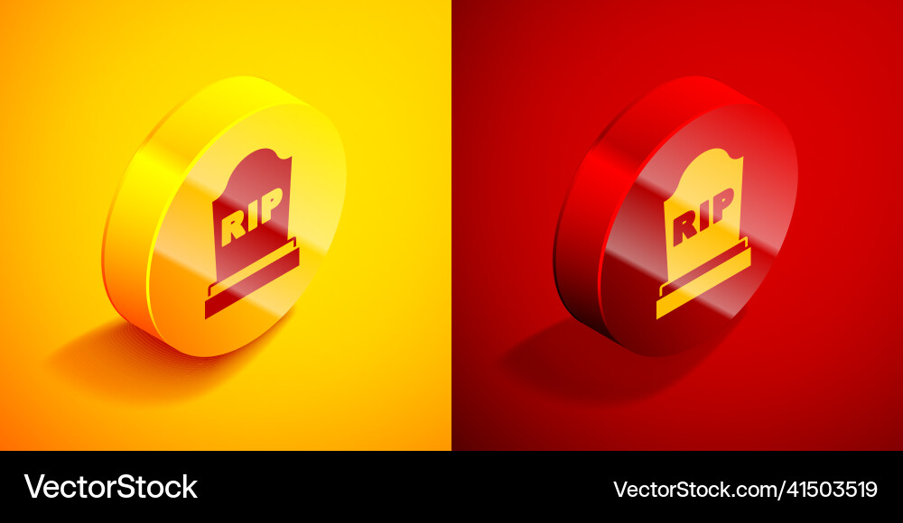Isometric tombstone with rip written on it icon Vector Image