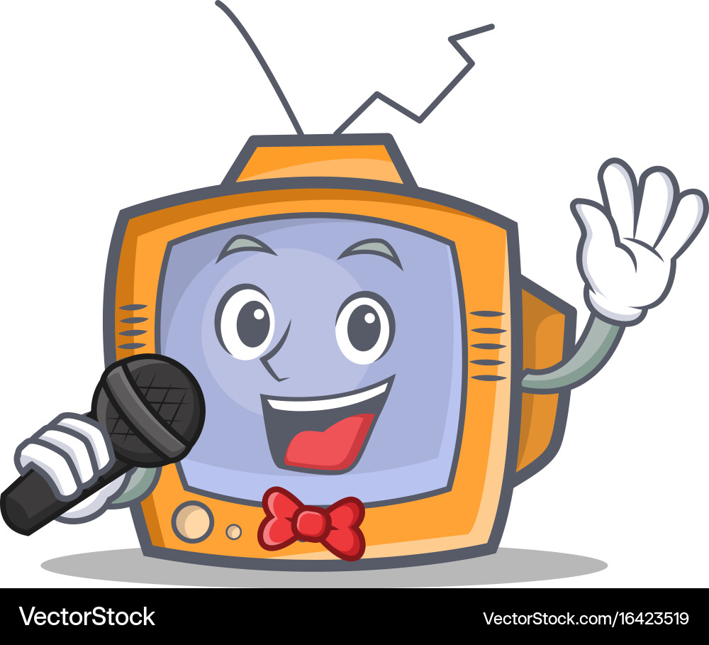 Karaoke tv character cartoon object Royalty Free Vector