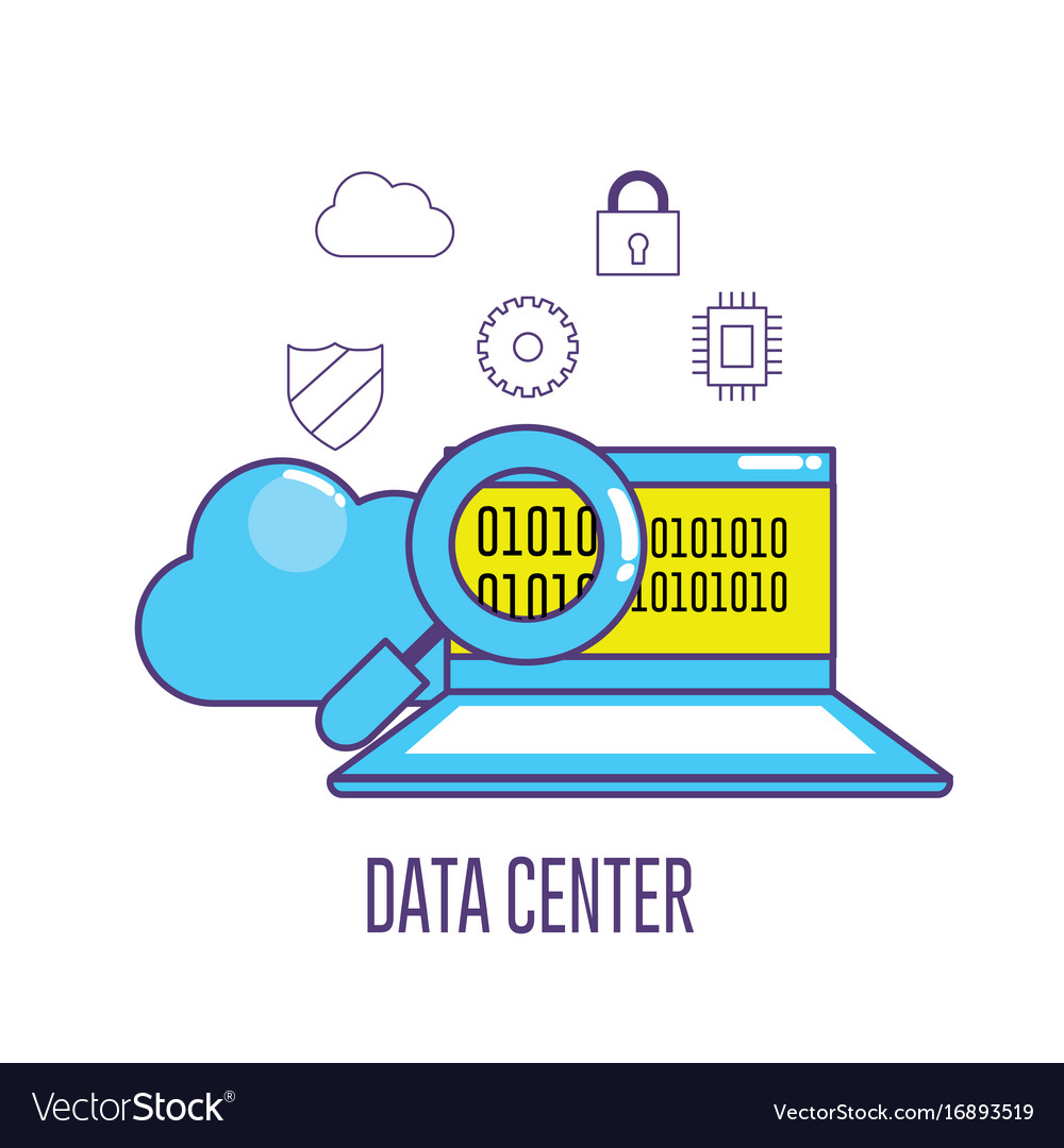 Laptop technology with data center system Vector Image
