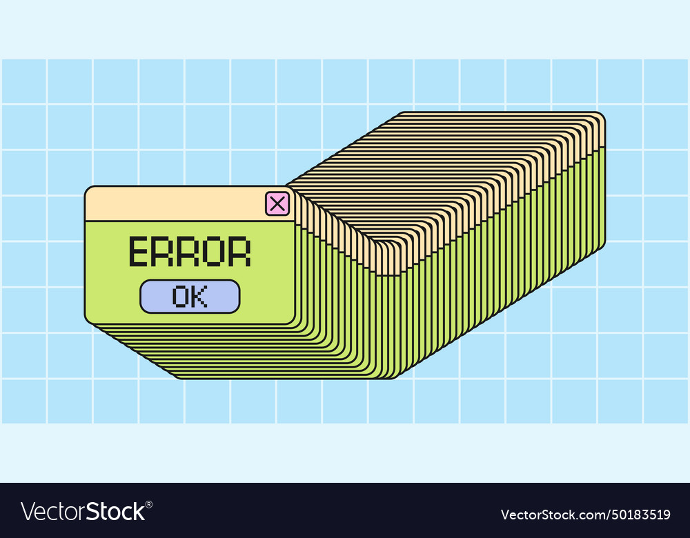 Pixelated computer error window in retro 8-bit Vector Image