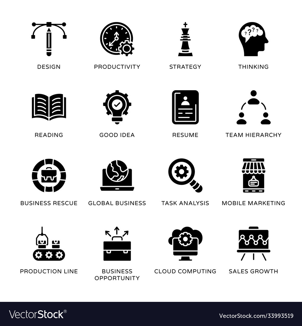 Project management glyph icons Royalty Free Vector Image Project management glyph icons Royalty Free Vector Image