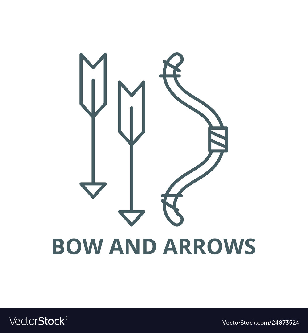 Bow and arrows line icon and arrows Royalty Free Vector
