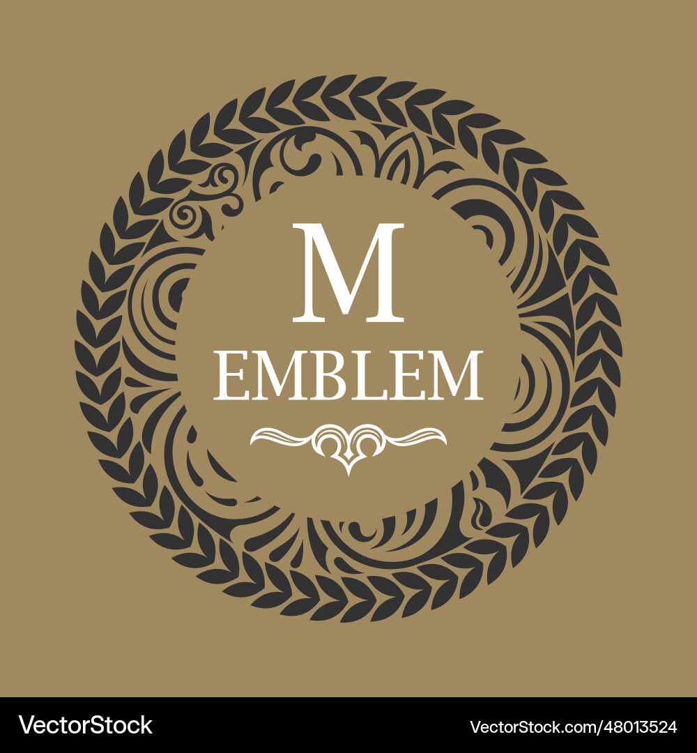 Calligraphic floral baroque monogram emblem s Vector Image