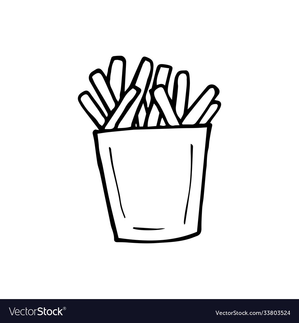 French fries fast food in doodle Royalty Free Vector Image
