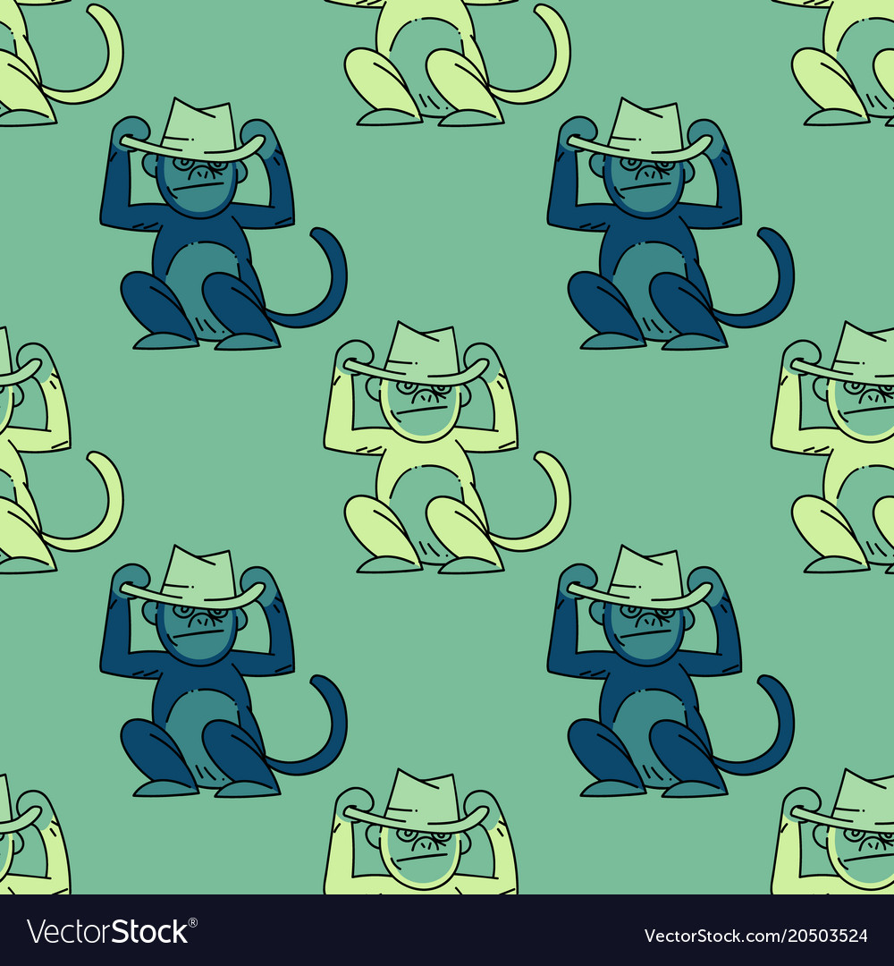Funky monkey seamless pattern Royalty Free Vector Image