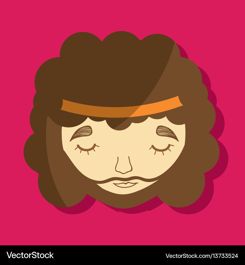 Hippie man face with moustache Royalty Free Vector Image