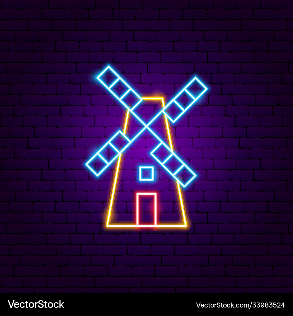 Mill neon sign Royalty Free Vector Image - VectorStock