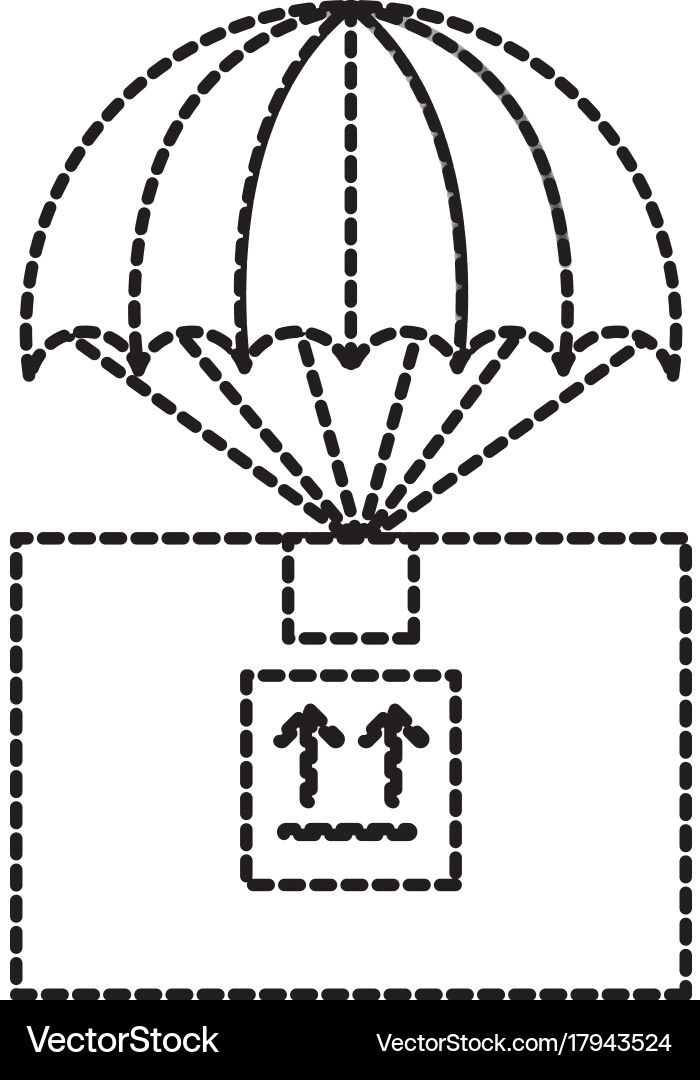 Parachute with box carton packing icon Royalty Free Vector
