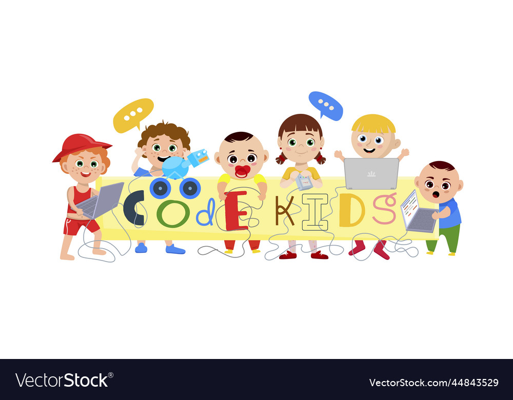 Children coding school or kindergarten Royalty Free Vector