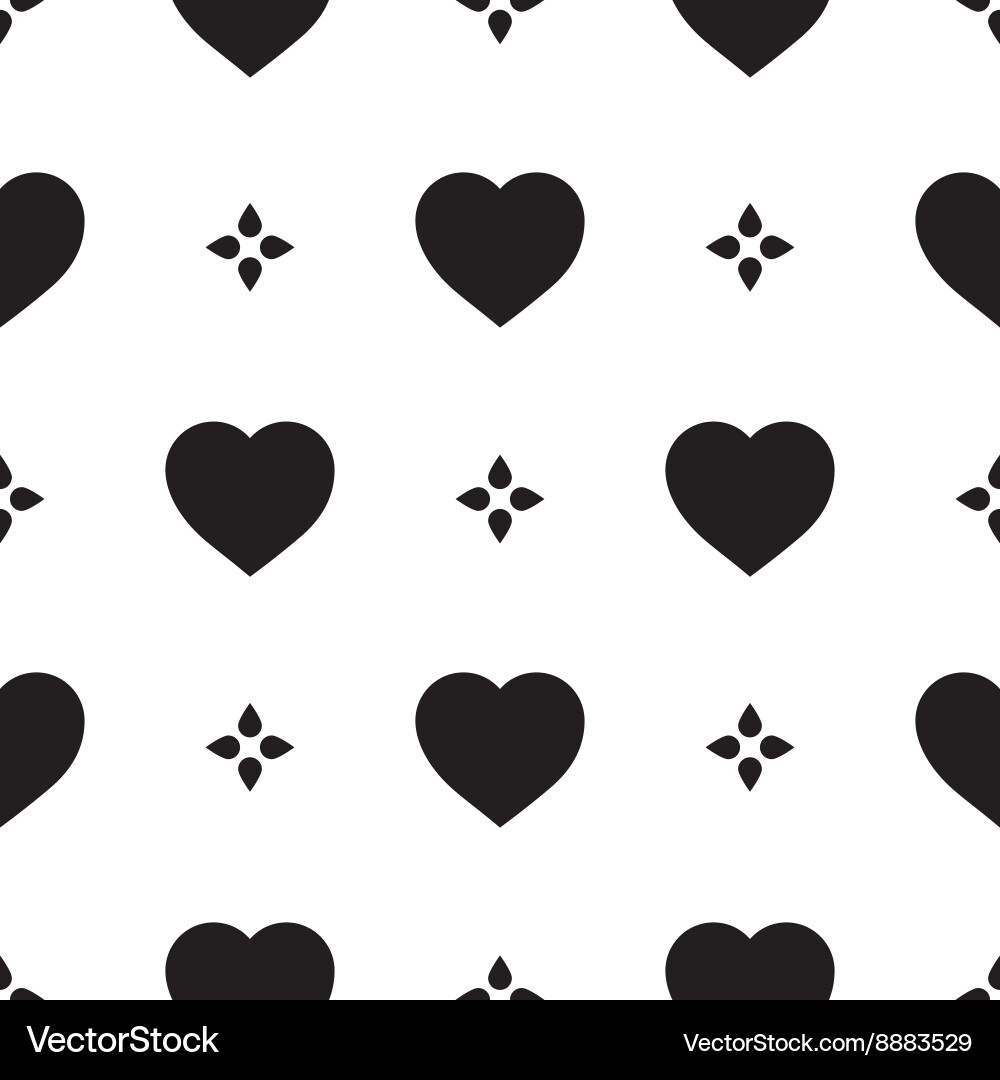 Monochrome seamless pattern with hearts Royalty Free Vector
