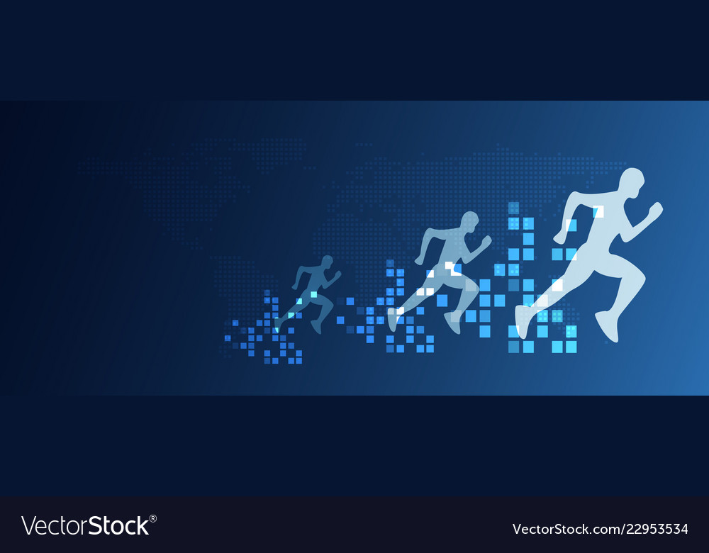Digital transformation abstract running people Vector Image Digital transformation abstract running people Vector Image