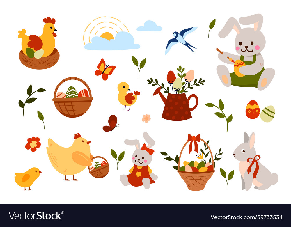 Easter spring set Royalty Free Vector Image - VectorStock