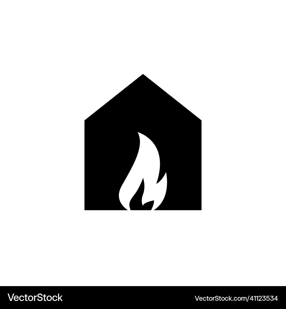 Fire flames with house logo house icon Royalty Free Vector