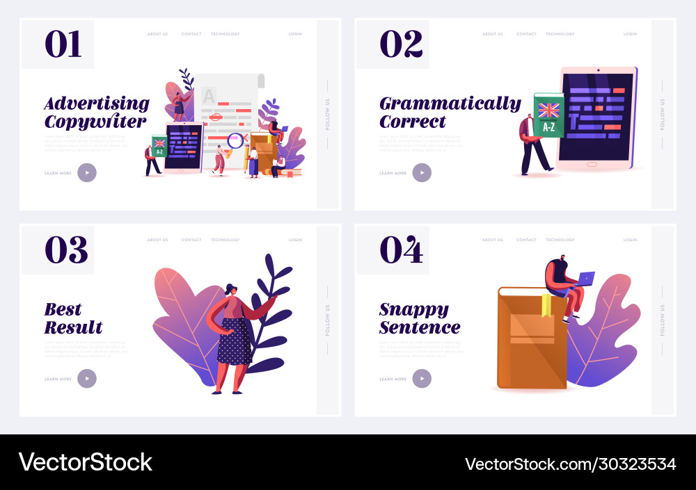Grammar test examination landing page template set