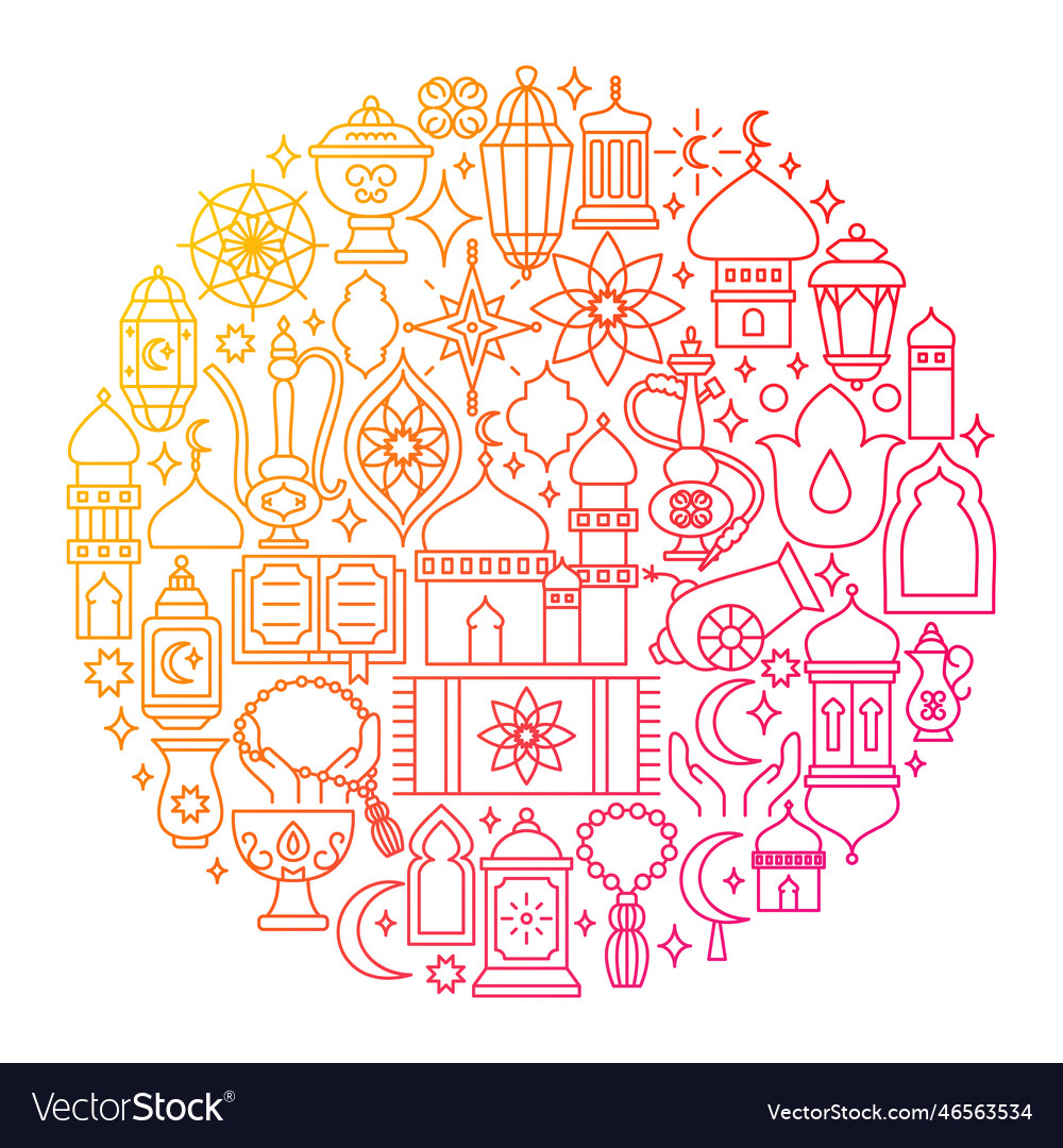 Ramadan kareem line icon circle design Royalty Free Vector Ramadan kareem line icon circle design Royalty Free Vector