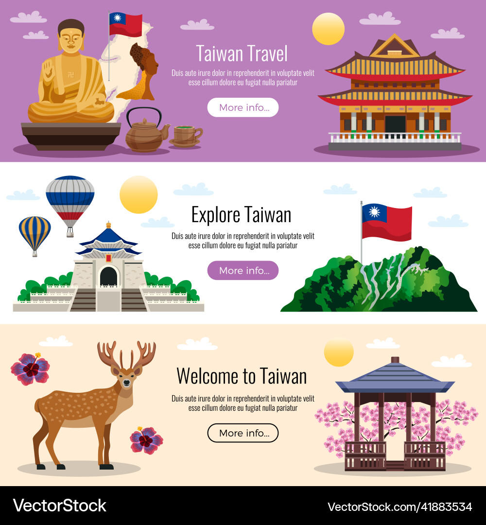 Taiwan travel banners Royalty Free Vector Image