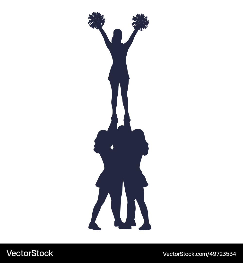Young female cheerleader silhouette Royalty Free Vector