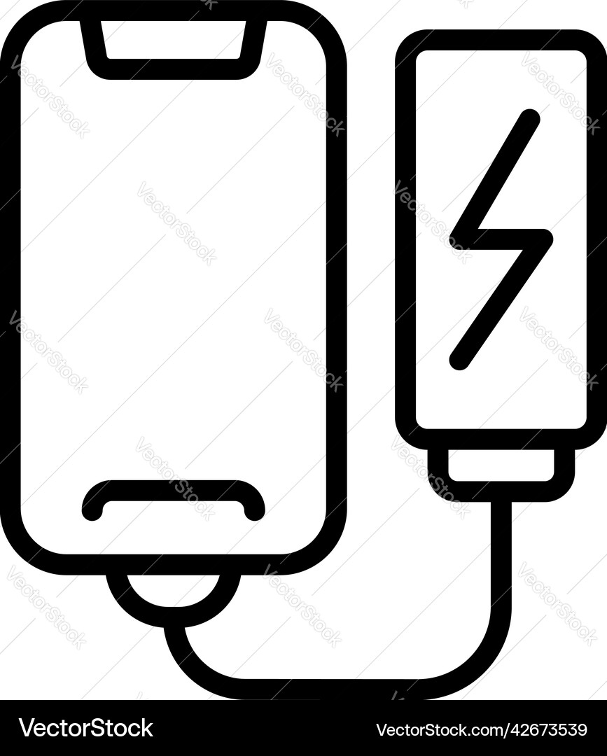 Full charging phone icon outline power Royalty Free Vector