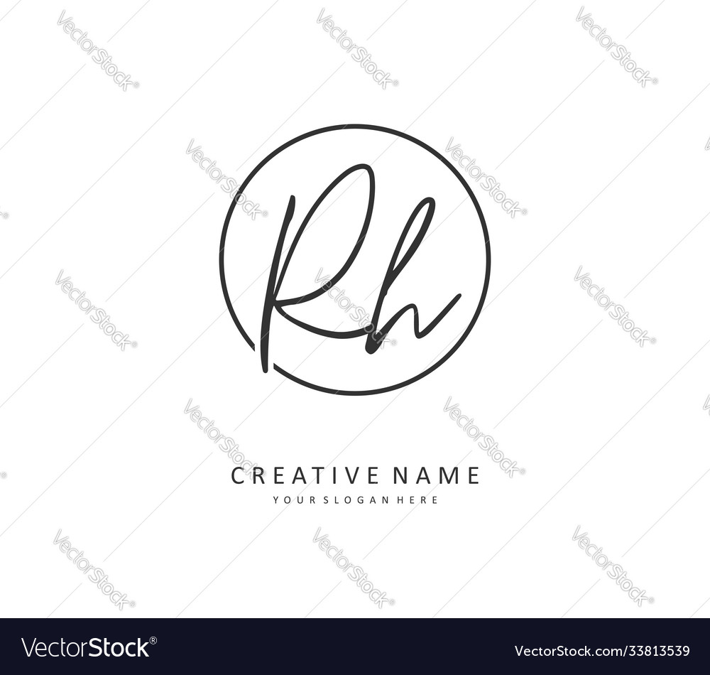 R h rh initial letter handwriting and signature Vector Image