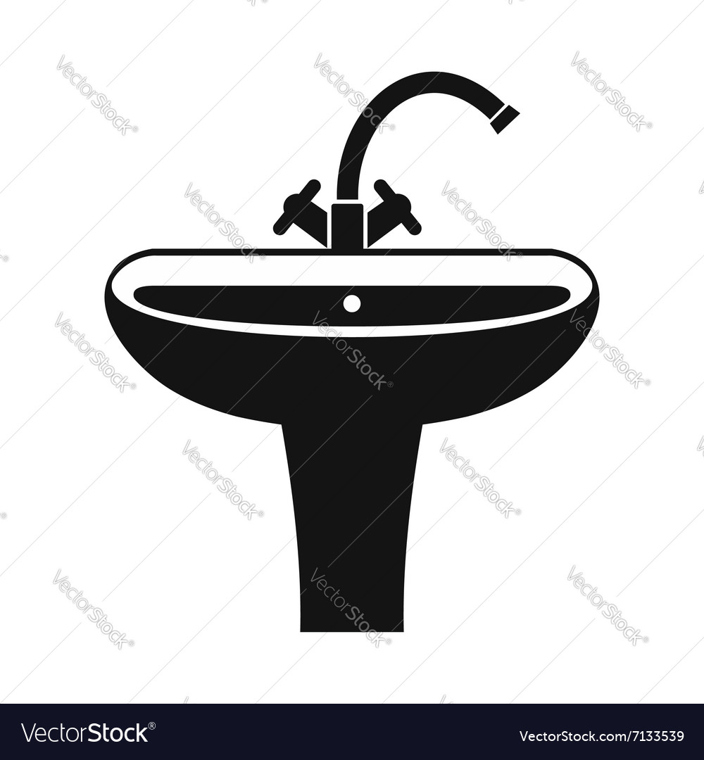 Washbasin Black Simple Icon Royalty Free Vector Image