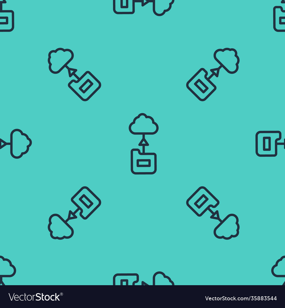 Black line cloud technology data transfer Vector Image