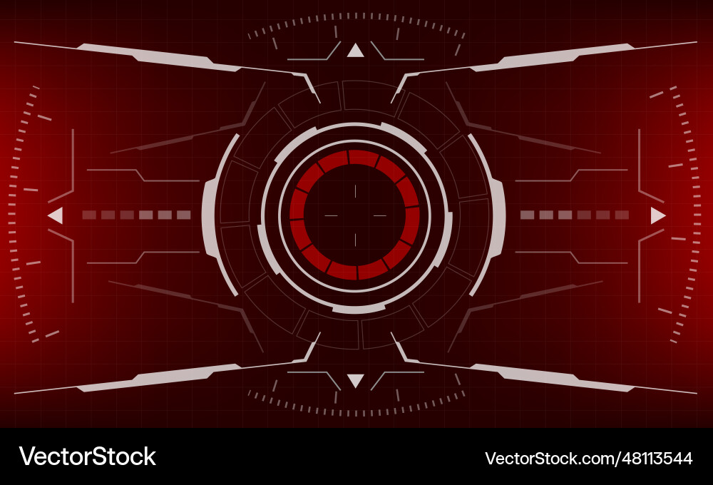 Hud sci-fi interface red screen view design Vector Image