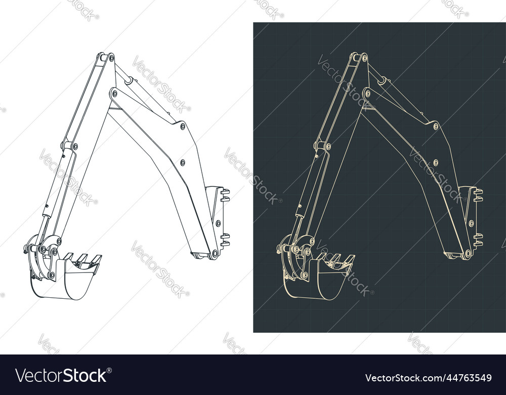 Backhoe loader drawings Royalty Free Vector Image