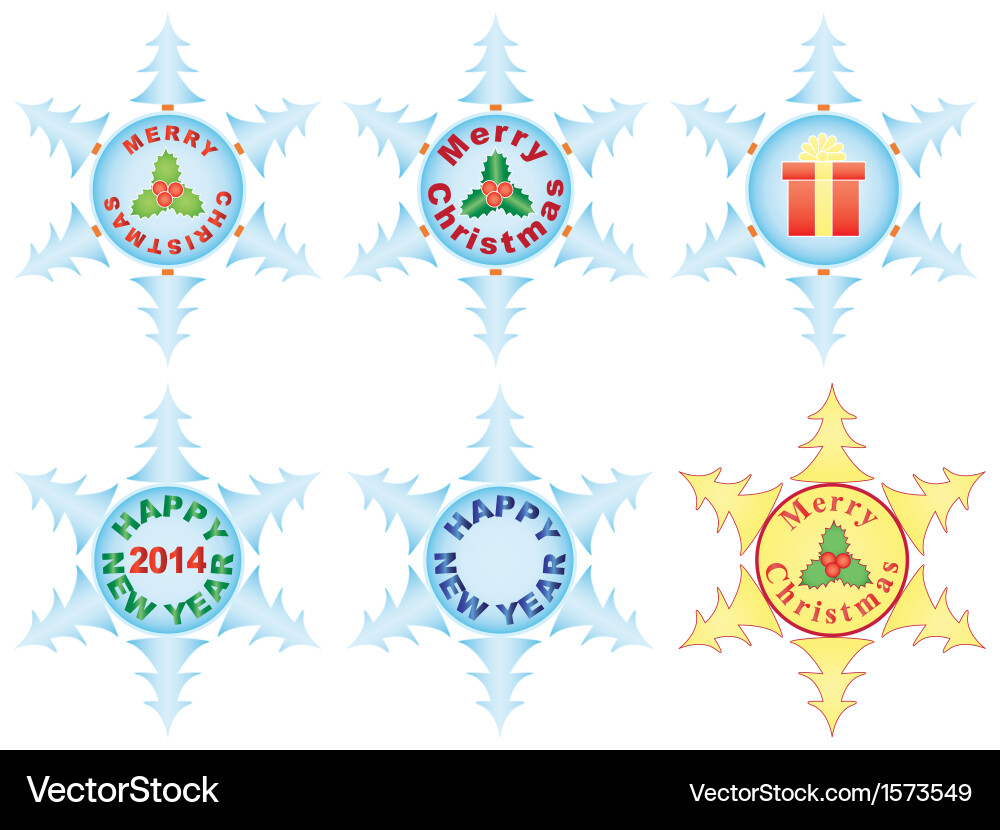 Christmas and new year snowflakes Royalty Free Vector Image