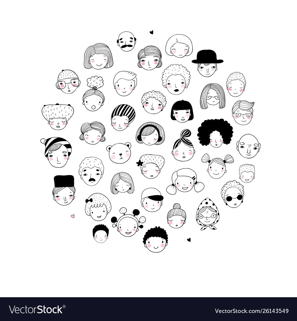 Pattern with graphical faces Royalty Free Vector Image