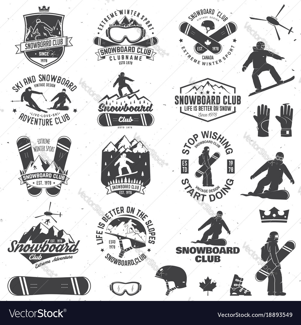 Set of snowboard club badges Royalty Free Vector Image