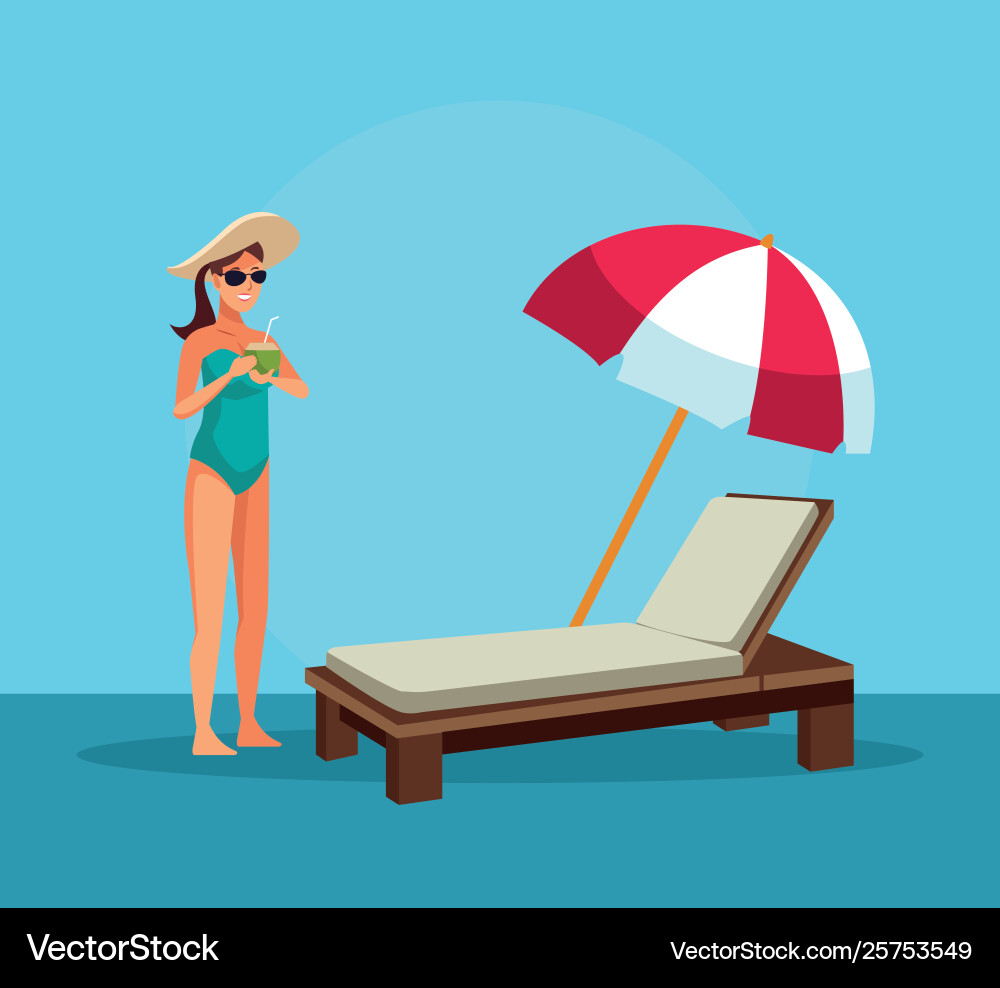 Young woman in beach cartoon Royalty Free Vector Image