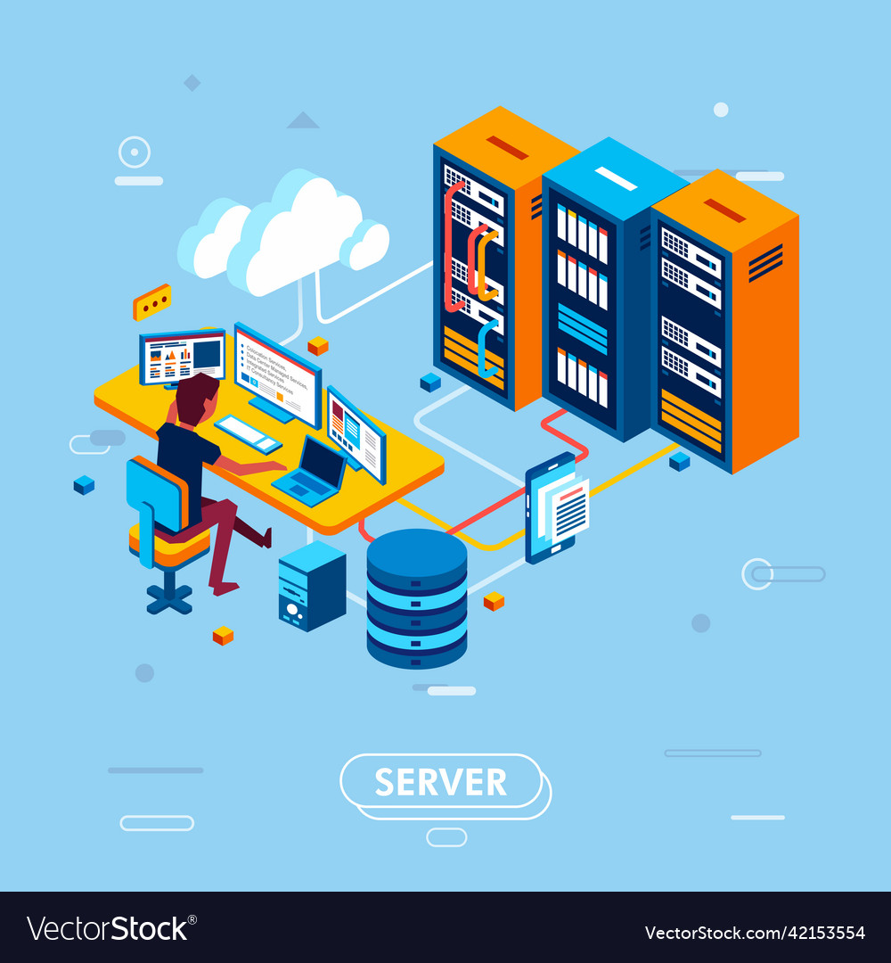 Modern isometric design of cloud server Royalty Free Vector