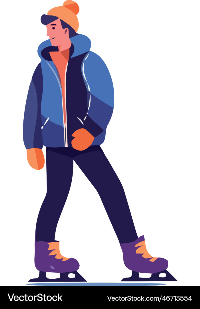 One person skating on ice with speed Royalty Free Vector