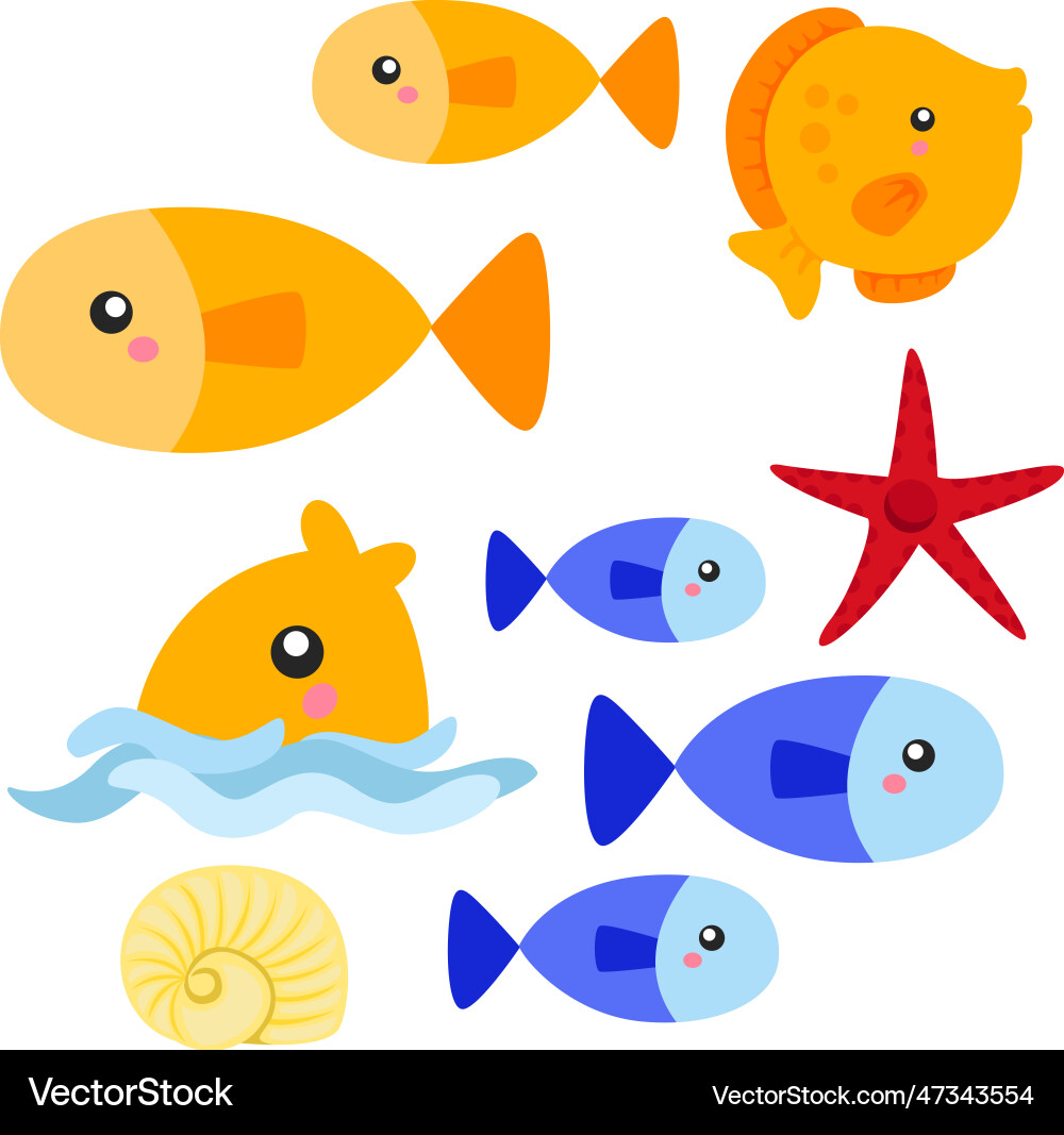 Sea animals clipart Royalty Free Vector Image - VectorStock