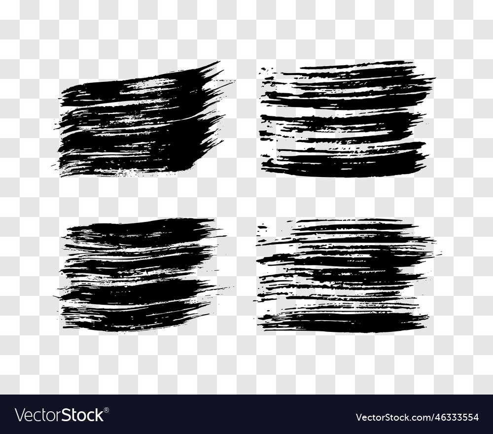 Set of black hand drawn brush strokes Royalty Free Vector