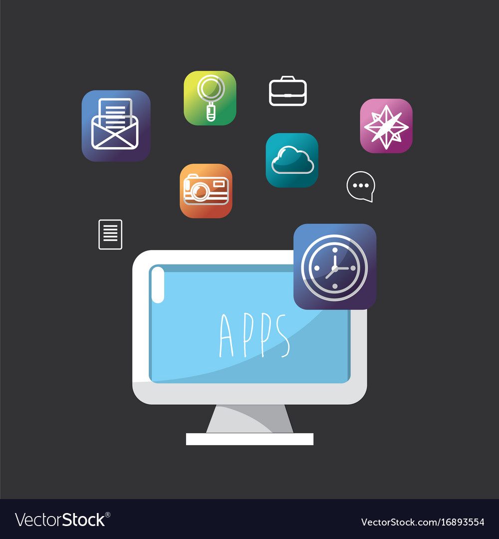 Technology computer with apps connection element Vector Image