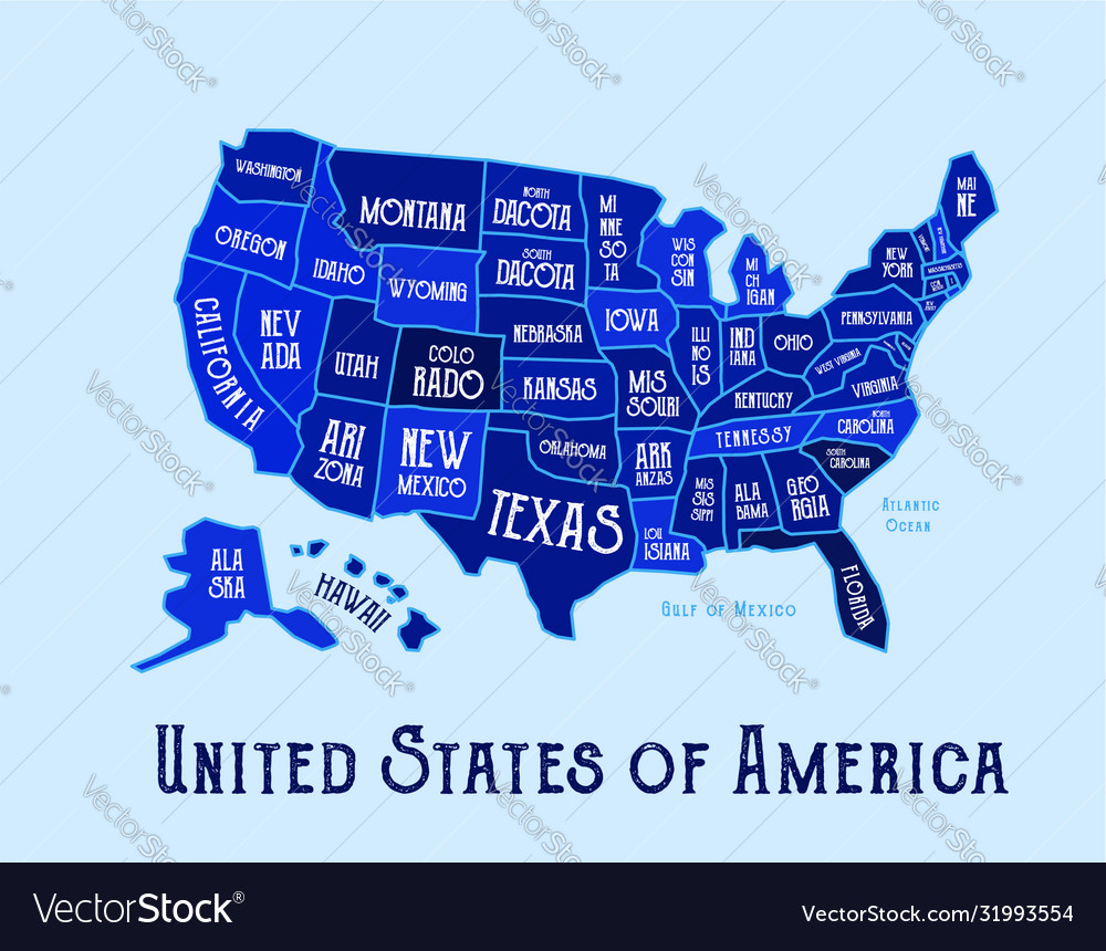 Usa state map Royalty Free Vector Image - VectorStock