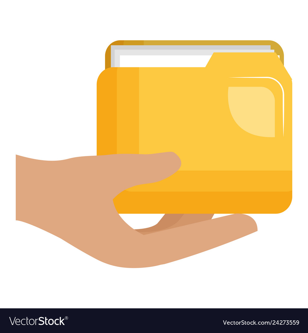 Hand with file folder Royalty Free Vector Image