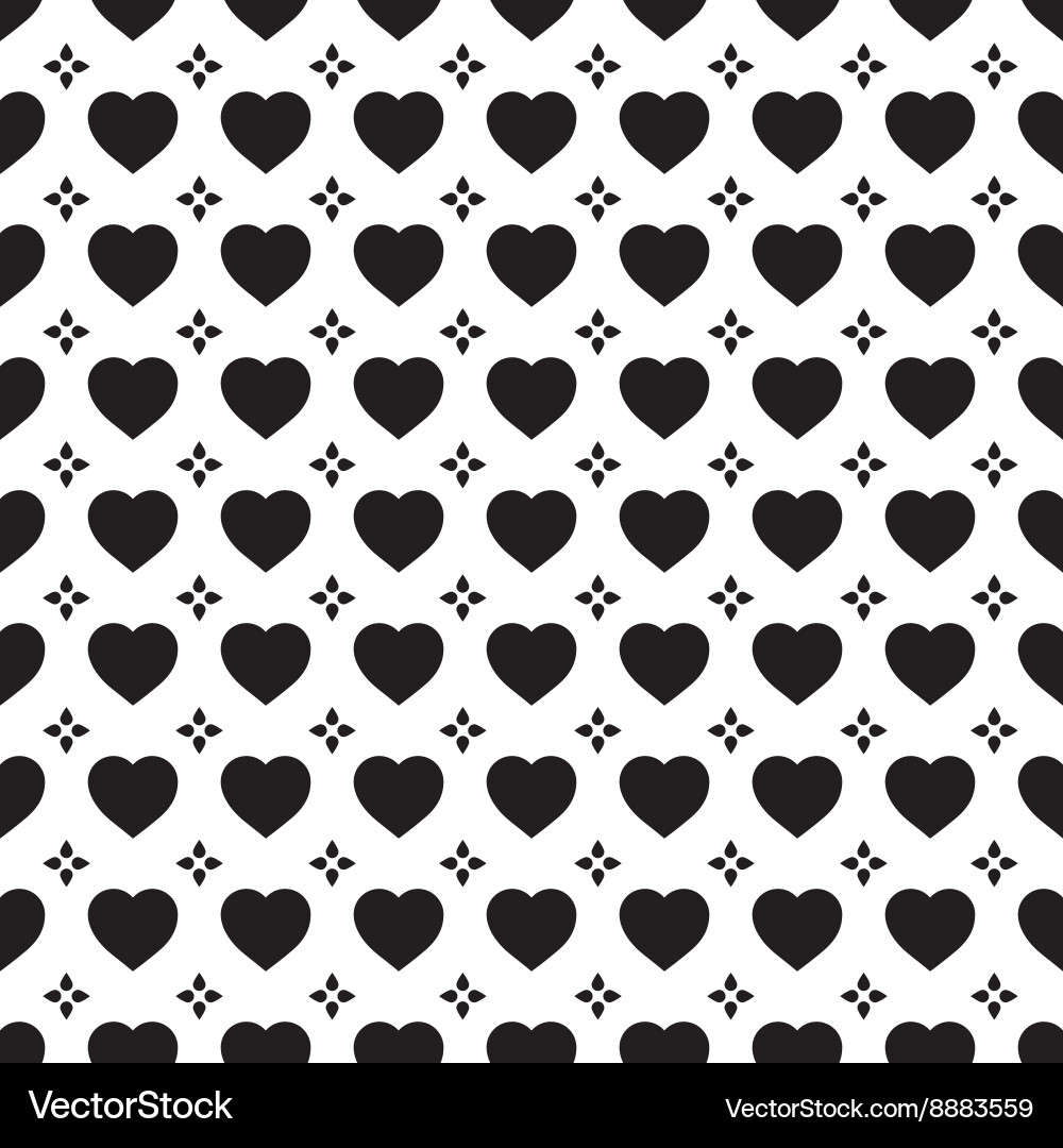 Monochrome seamless pattern with hearts Royalty Free Vector