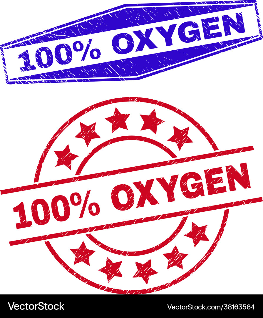 100 percents oxygen unclean seals in circle and Vector Image
