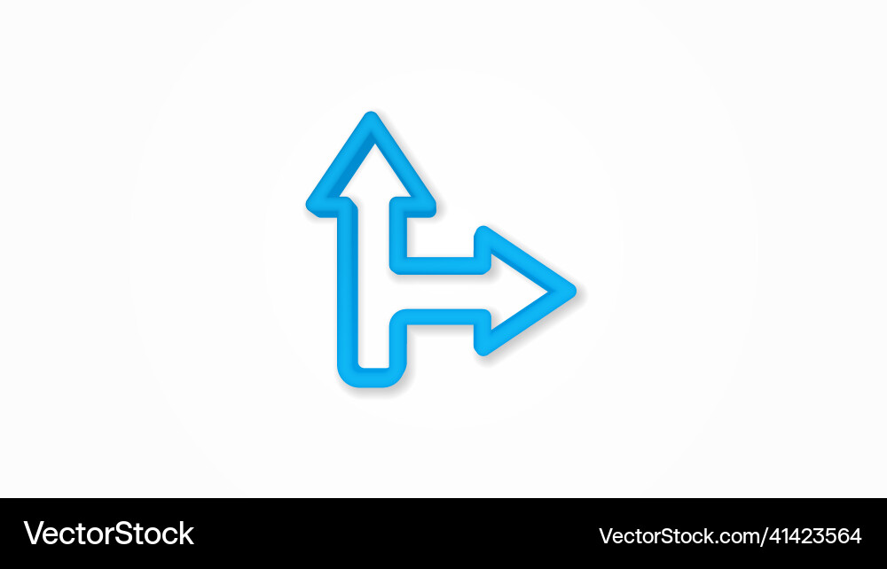 Arrow cross turn right realistic icon 3d line Vector Image