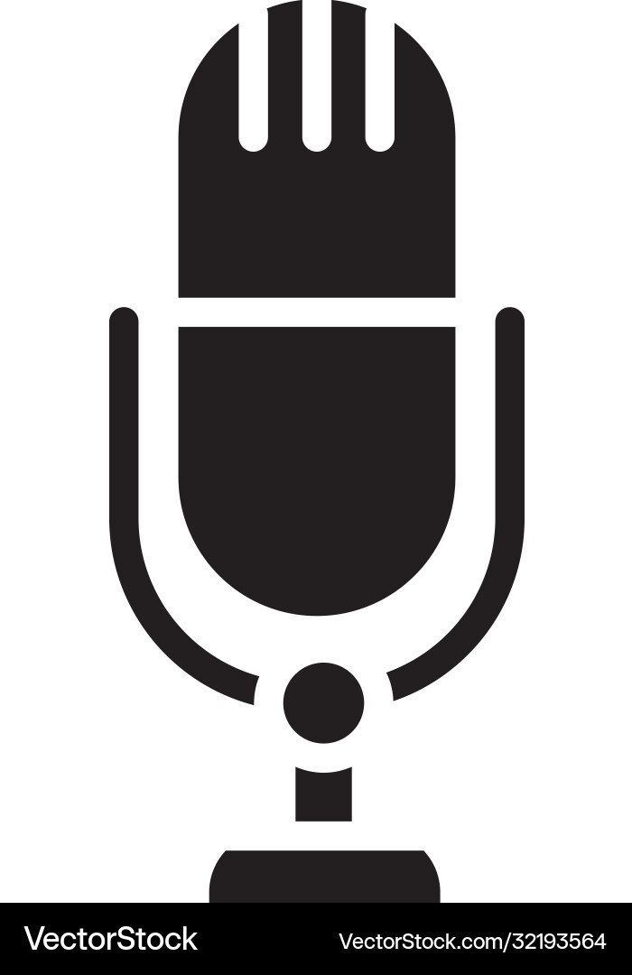 Classic microphone icon silhouette style Vector Image