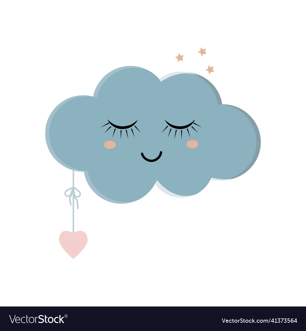 Cute Sleeping Cloud Character With Eyes Closed Vector Image
