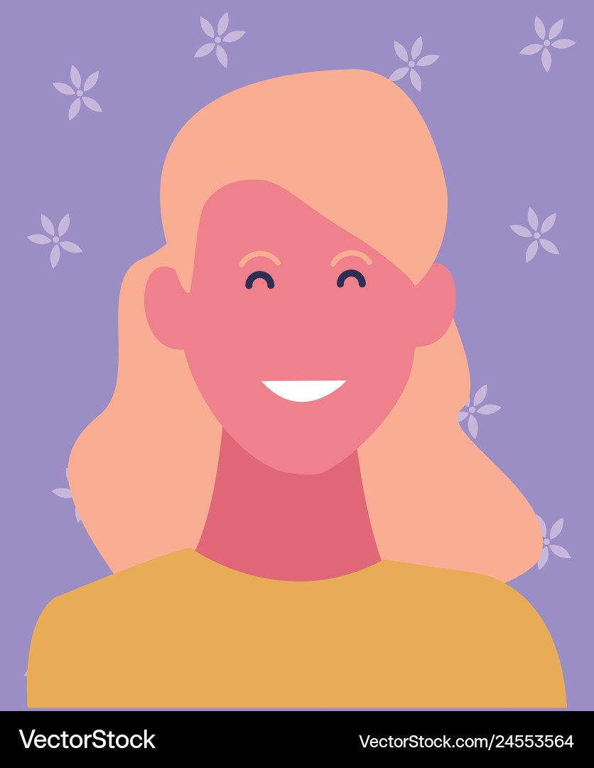 Woman smiling cartoon profile Royalty Free Vector Image