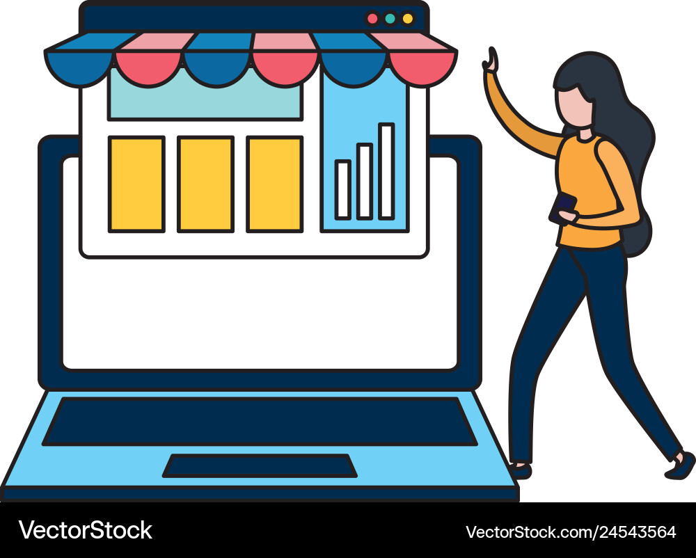 Woman with laptop computer avatar character Vector Image