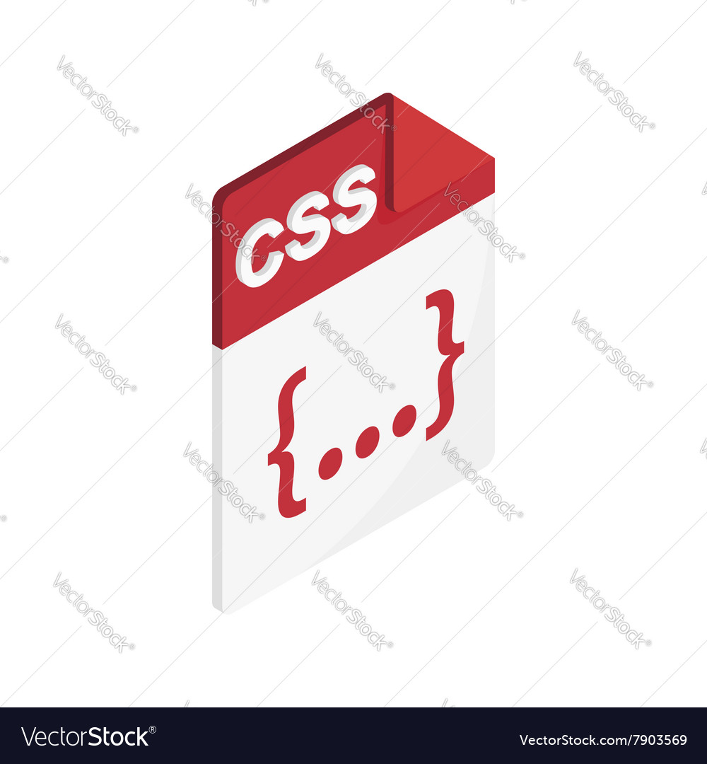 Css File Extension Icon Isometric 3d Style Vector Image