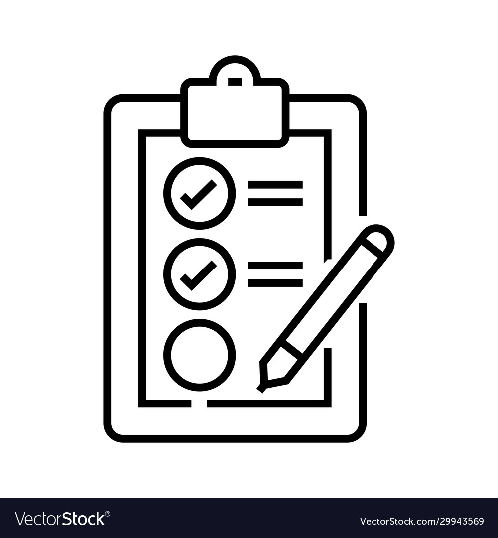Test completion line icon concept sign outline Vector Image Test completion line icon concept sign outline Vector Image